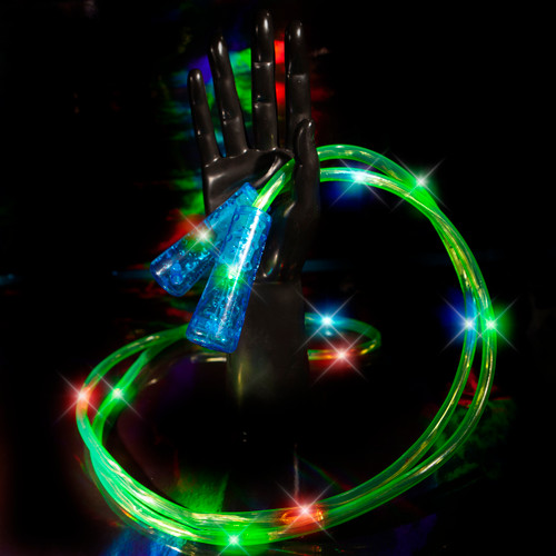 100" Light Up Jump Rope in Green with Blue Handles