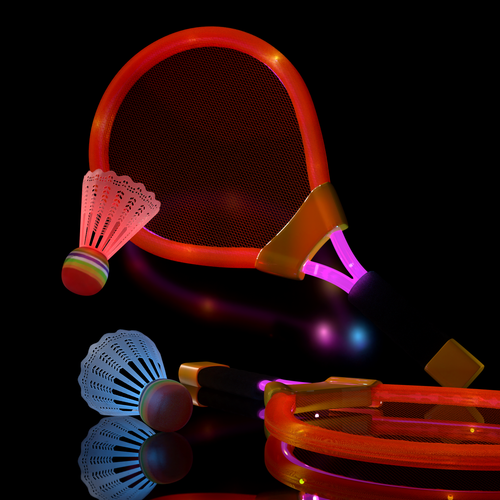 Orange LED Light Up Badminton Set