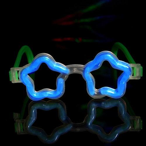 Glow Star Shaped Glasses Blue 12 Pack | Glowsource.com