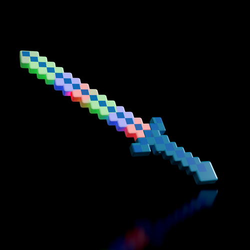 24" Light Up Blue Pixel Sword RGB | Light Up Sabers & Swords