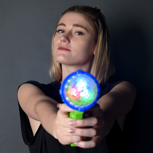 LED Gun with Prism Ball in Green with RGB LEDs | LED Gun Toy