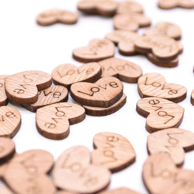 Wooden Love Heart Table Scatters | Rustic Table Decorations