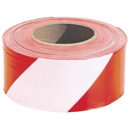 50MTR X 75MM RED/WHITE HAZARD TAPE - KT Supplies