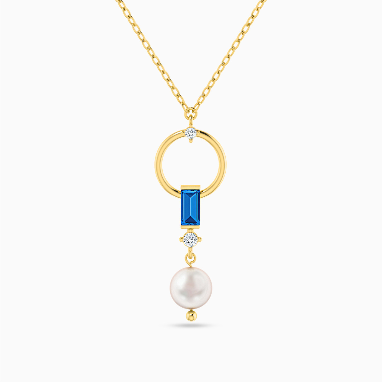 LIN139 - 18K Gold Colored Stones Pendant Necklace - L'azurde - EG
