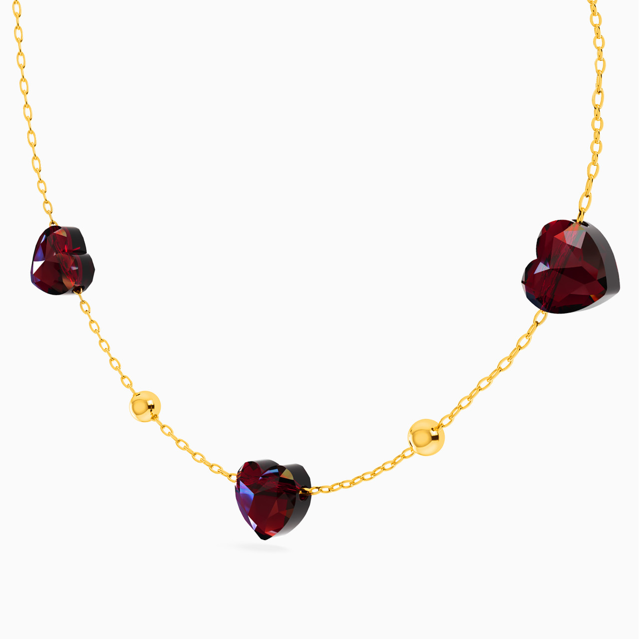 LIN169 - 18K Gold Colored Stones Chain Necklace - L'azurde - EG