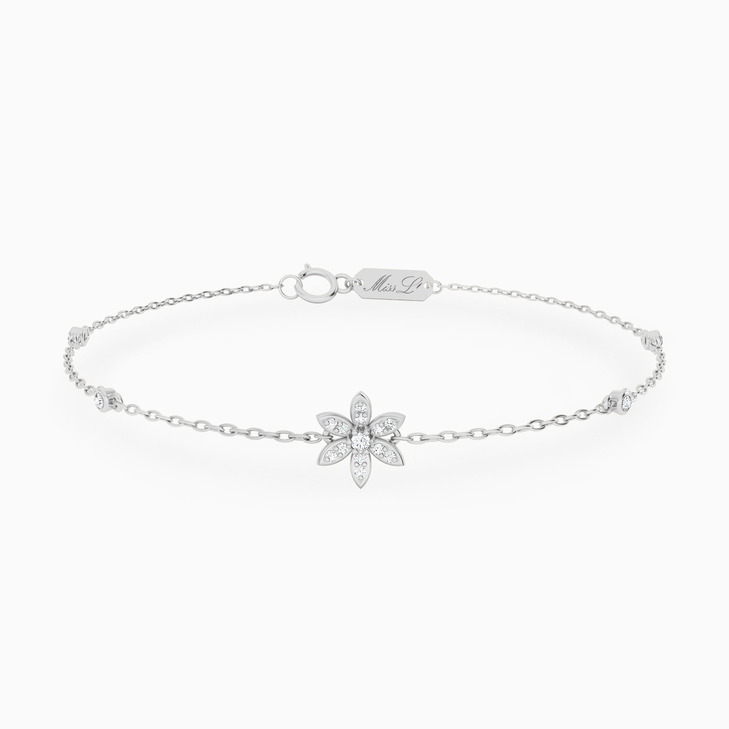 Flower Diamonds Chain Bracelet in 18K Gold | L'azurde Egypt