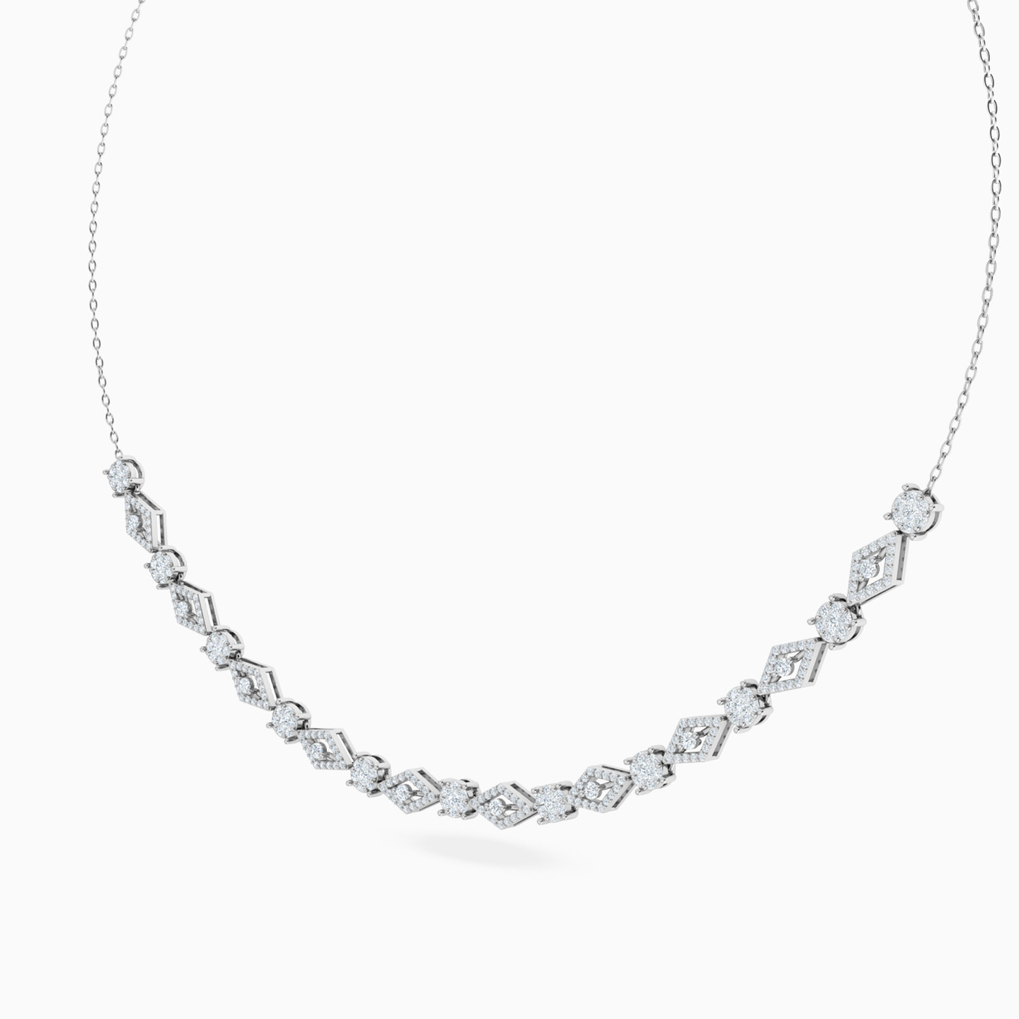 Lozenge & Round Clusters Diamond Necklace in 18K Gold | L'azurde Egypt