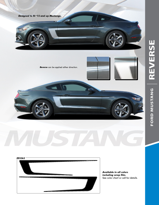 BEST! 2015 Mustang Side Decals REVERSE 2015-2017