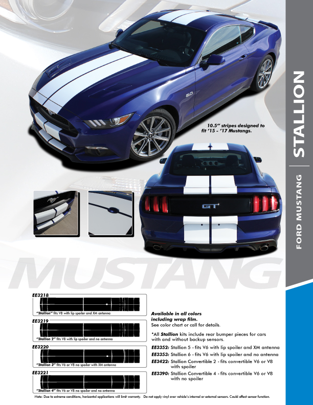 2017 Ford Mustang Racing Stripes STALLION 2015-2017