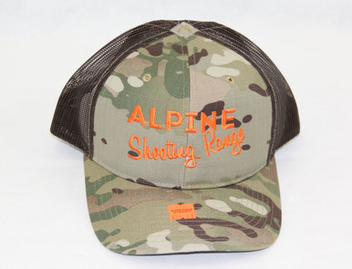 Alpine Shooting Range Hat - 2025 Green Camo with brown mesh