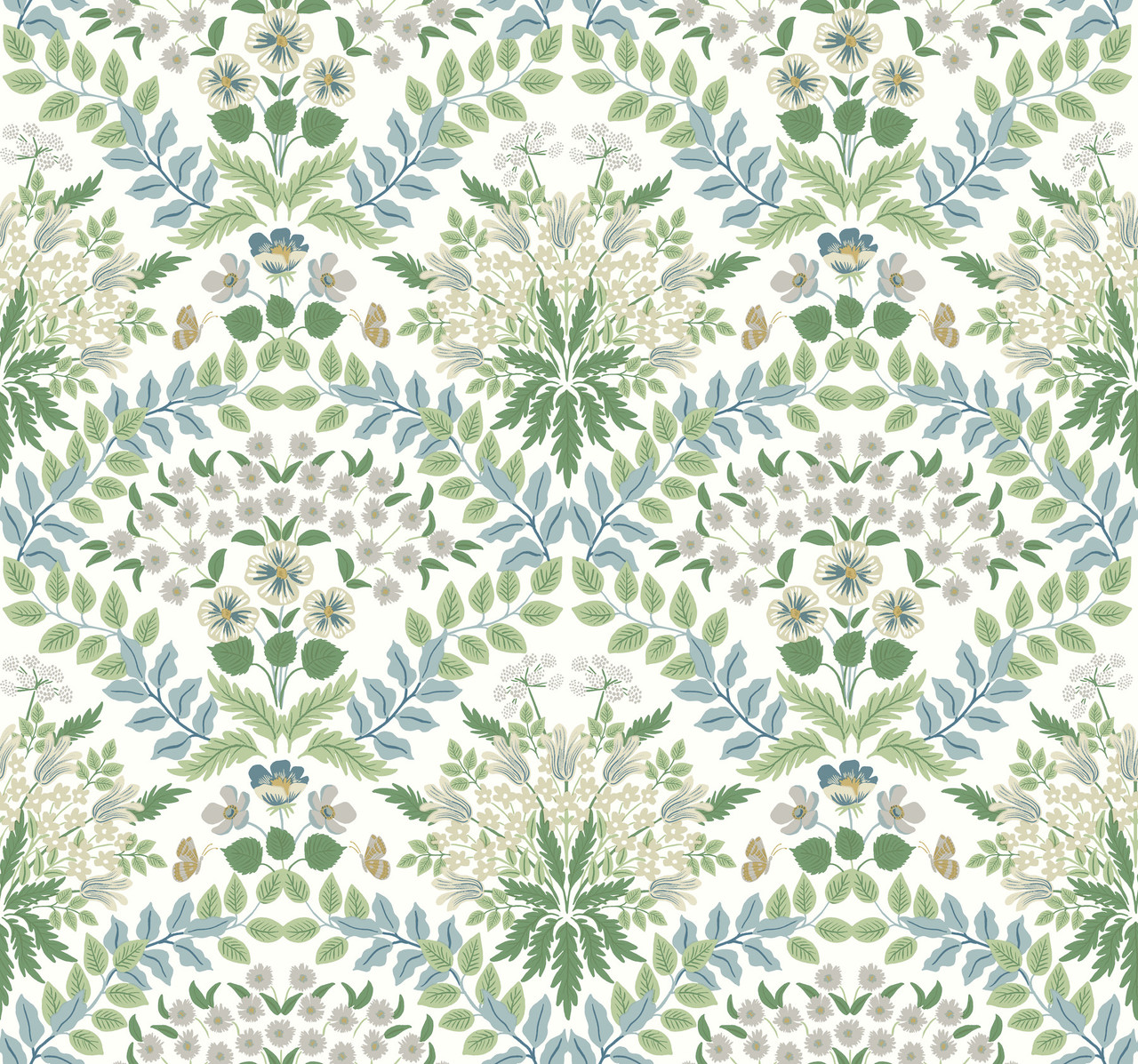 Bramble Wallpaper White/Blue - Mullers Paint & Design Co.