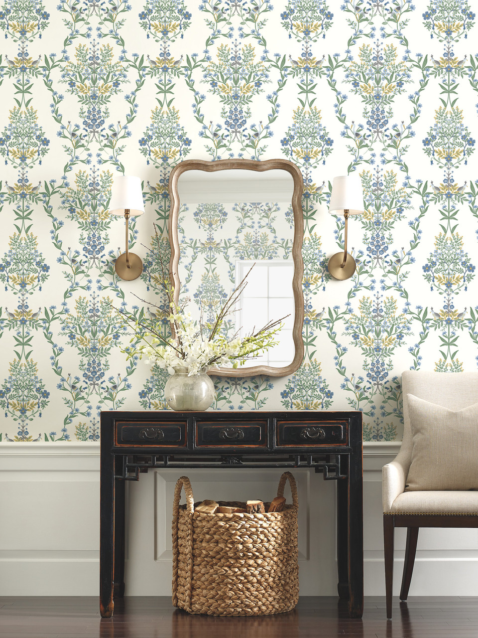 Luxembourg Wallpaper White/Blue - Mullers Paint & Design Co.