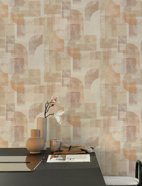 Cassandra Rust Block Geometric Wallpaper - Mullers Paint & Design Co.