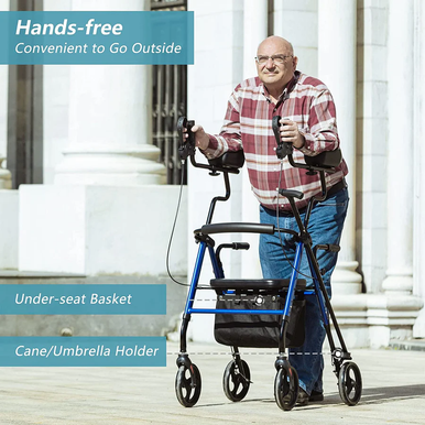 ELENKER Heavy Duty Upright Rollator Walker with Extra Wide Padded Seat ...