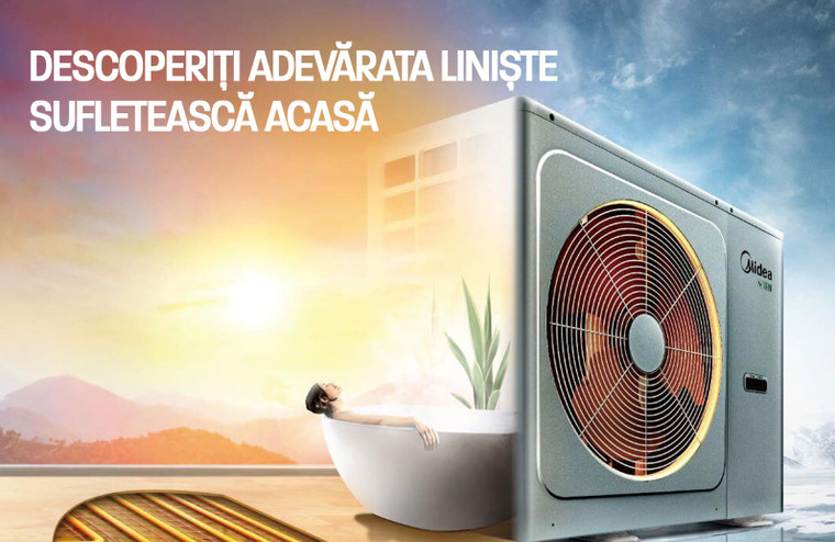 Pachet pompa de caldura aer-apa split, Midea, Hidrotank 190L, 6 kW, 220V