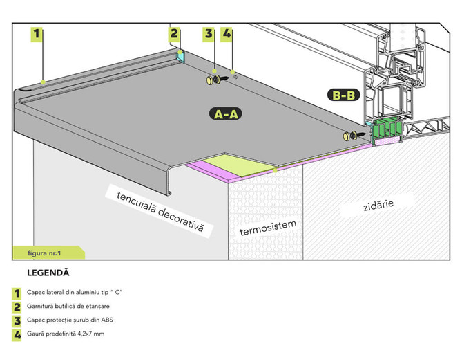 Pervaz exterior de aluminiu 40mm, RAL 9016-Alb