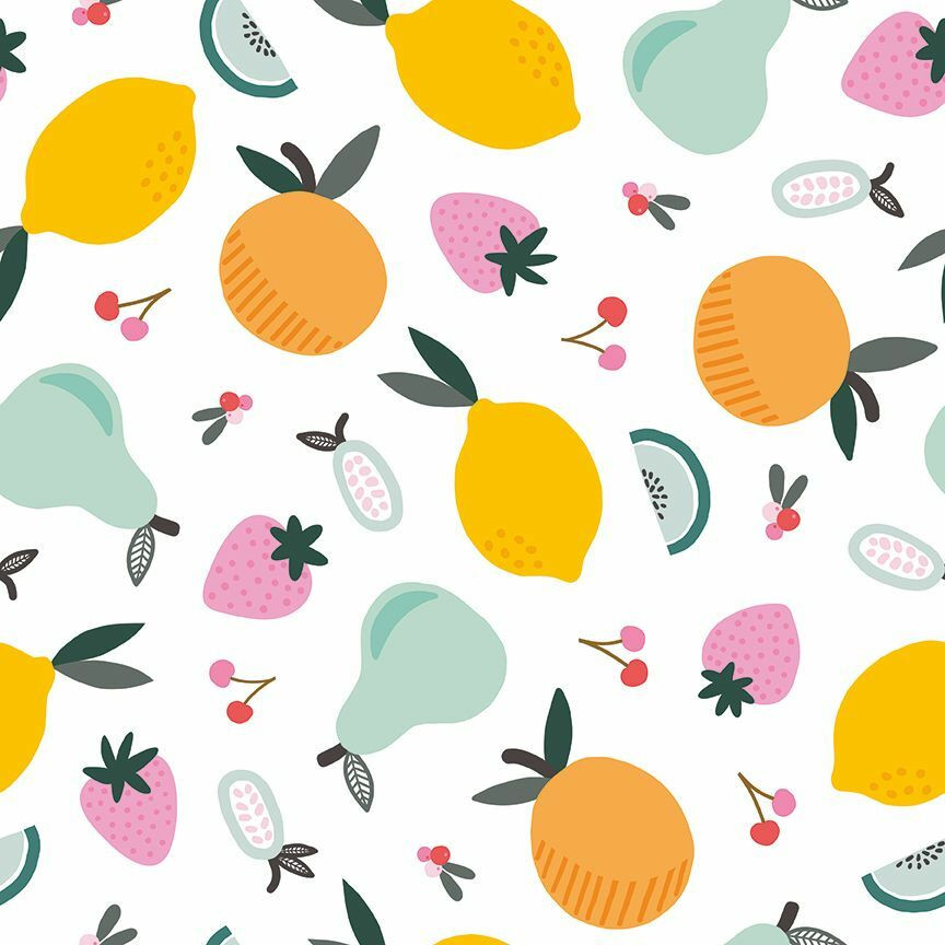 Pink red strawberries fruit fabric - Paintbrush Studio Fruity fabric