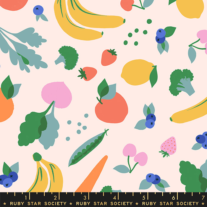Pink Lavender Fruit and Vegetable Fabric, Food Group Collection