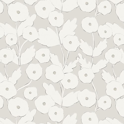 Modern white floral fabric - AGF cotton fabric | Broadway Fabrics