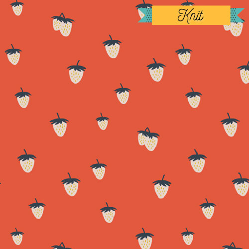 Cherry Red Strawberry KNIT fabric, AGF online| Broadway Fabrics