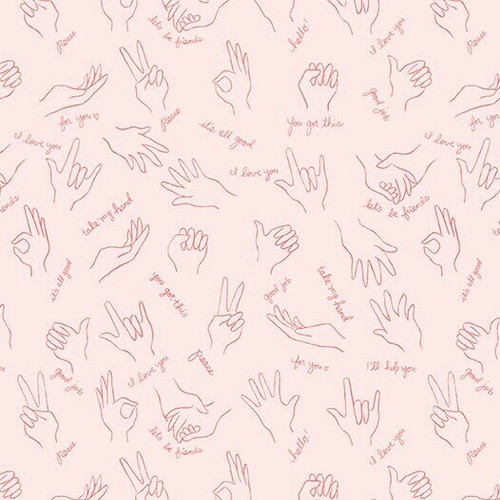 Pink Helping Hands fabrics - Modern Fabric - QTR YD