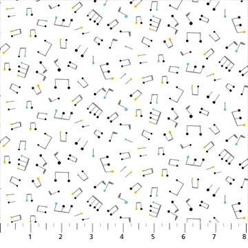 Musical Notes Fabric, White Cotton Fabric, Band Music Collection