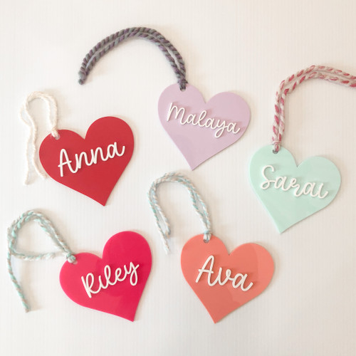 Custom Valentine Basket Tag - Acrylic Heart Name Tag