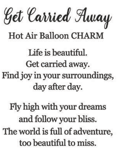 'Get Carried Away' Hot Air Balloon Pocket Charm ER73621 | Lindenhaus ...