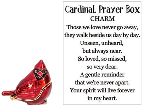 The Cardinal Prayer Box Pocket Charm ER73369 | Lindenhaus Imports