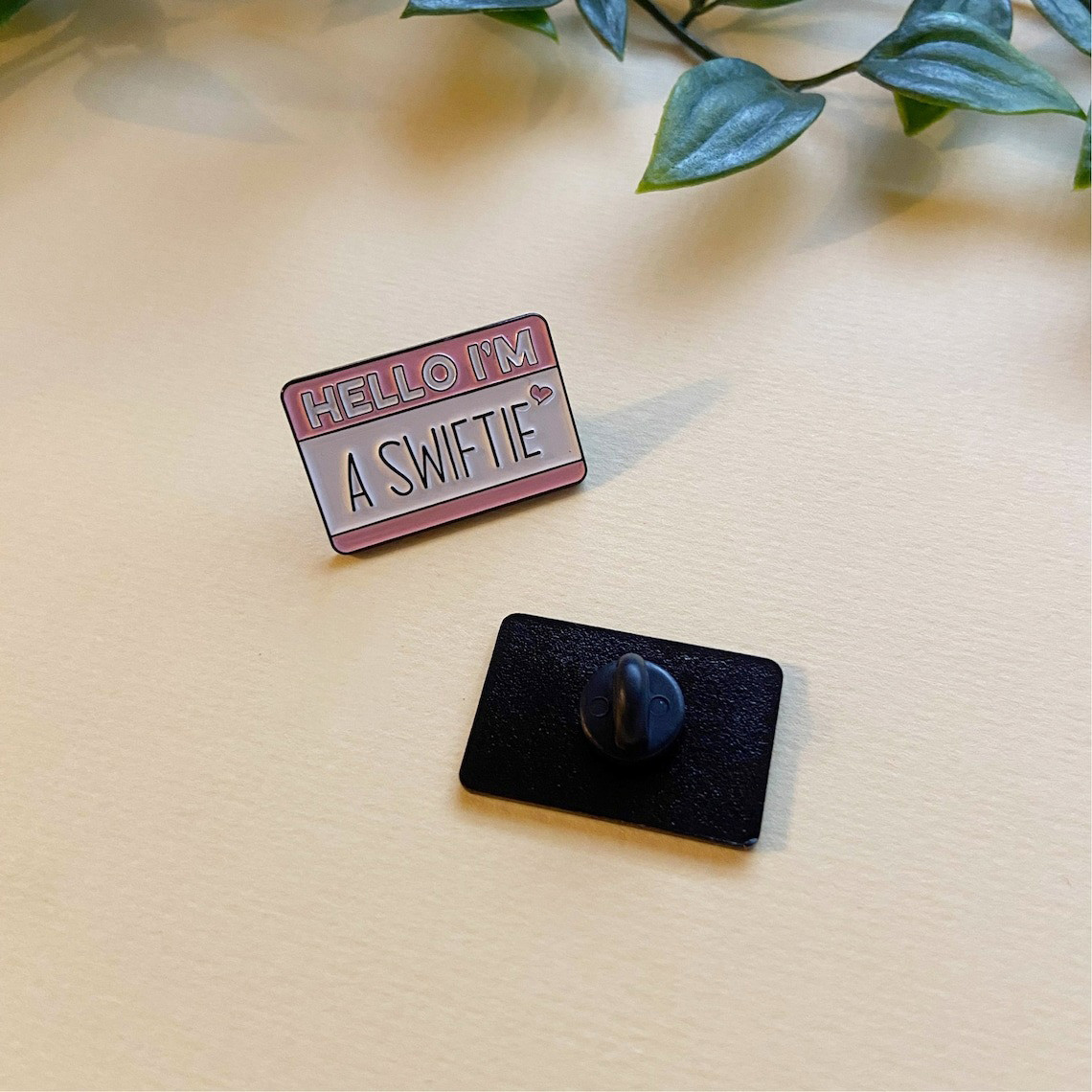 'Hello, I'm a Swiftie' Nametag Enamel Fashion Hat Pin | Lindenhaus Imports