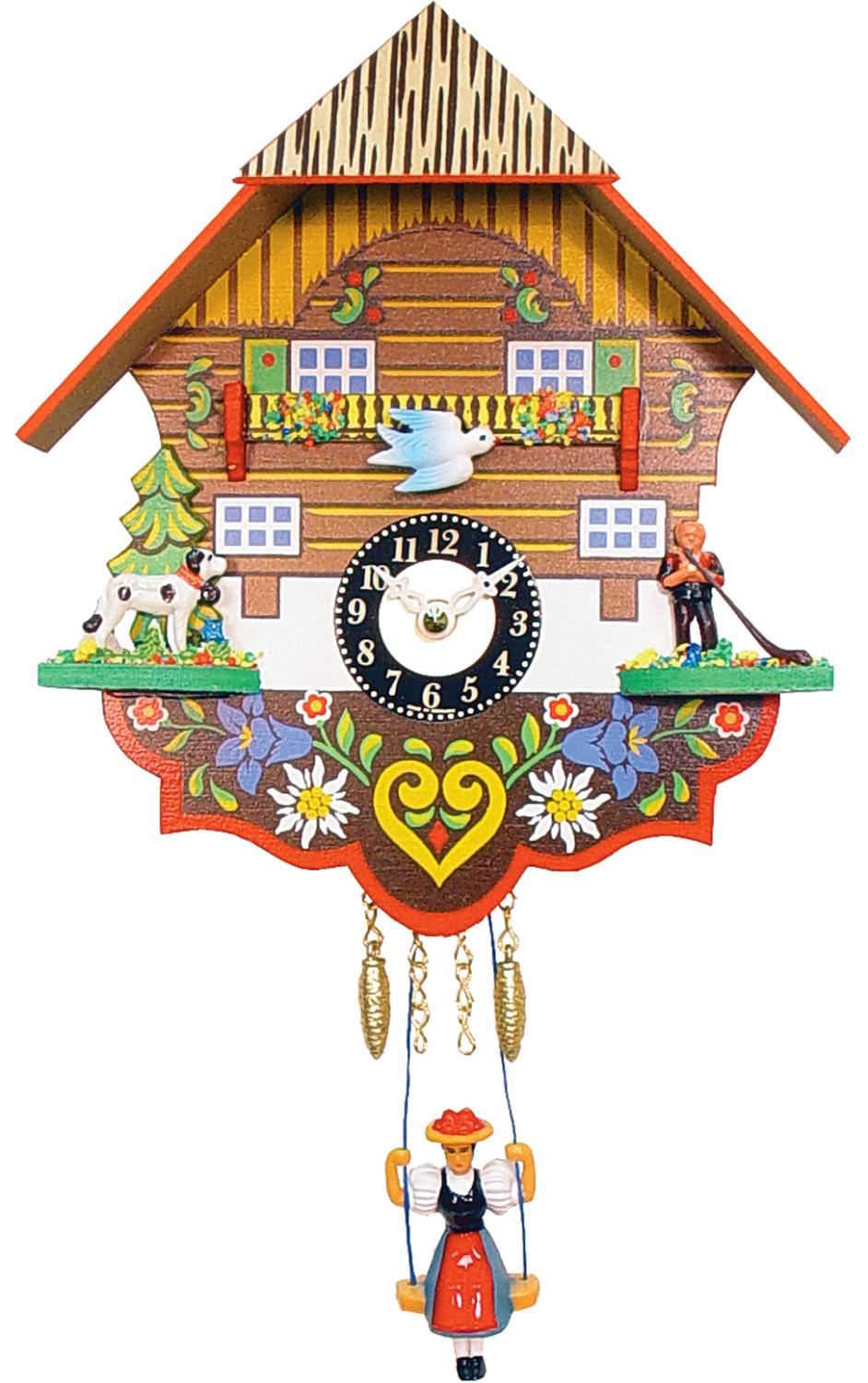 Mini Alpine Chalet Cuckoo Novelty Clock with Bluebird and Swinging ...