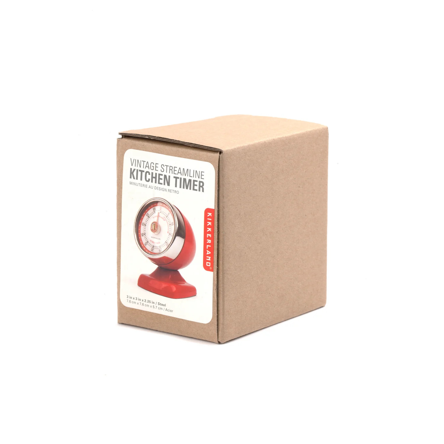 Stainless Steel Vintage Streamline Kitchen Timer, 3" | Red | Lindenhaus ...