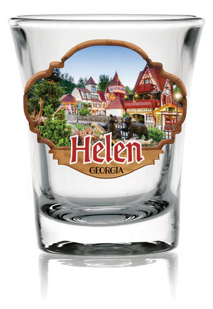 'Helen, Georgia' Town Center with Bears Shot Glass | Lindenhaus Imports