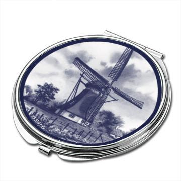 Windmill Scene Metal Compact Mirror | Lindenhaus Imports