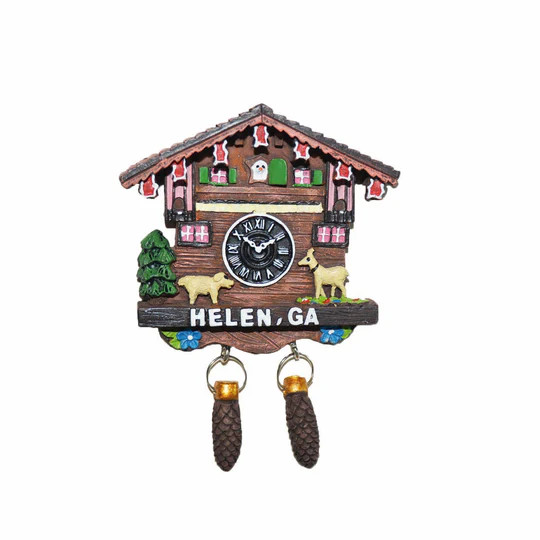 Chalet Cuckoo Clock with Dog + Goat 3D Ceramic Magnet | Lindenhaus Imports