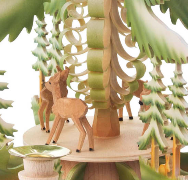 1-Tier Carved Forest and Deer German Pyramid 085/642 | Lindenhaus Imports