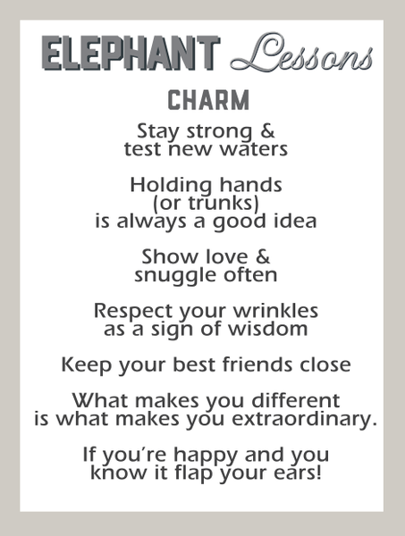 Elephant Lessons Motivational Charm | Lindenhaus Imports