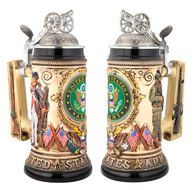U.S. Army Beer Stein with Pewter Cannon Lid | Lindenhaus Imports