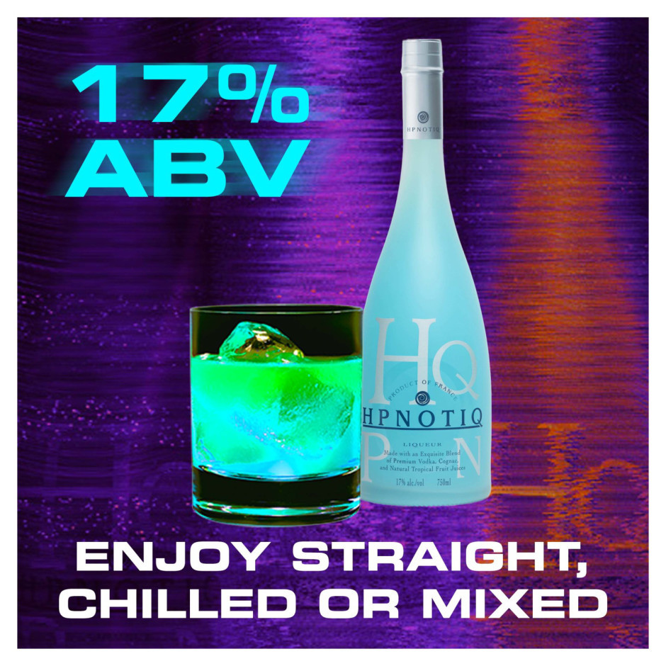 Hpnotiq Liqueur with Glasses