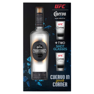 Jose Cuervo Tradicional Cristalino Tequila with Two UFC Shot Glasses
