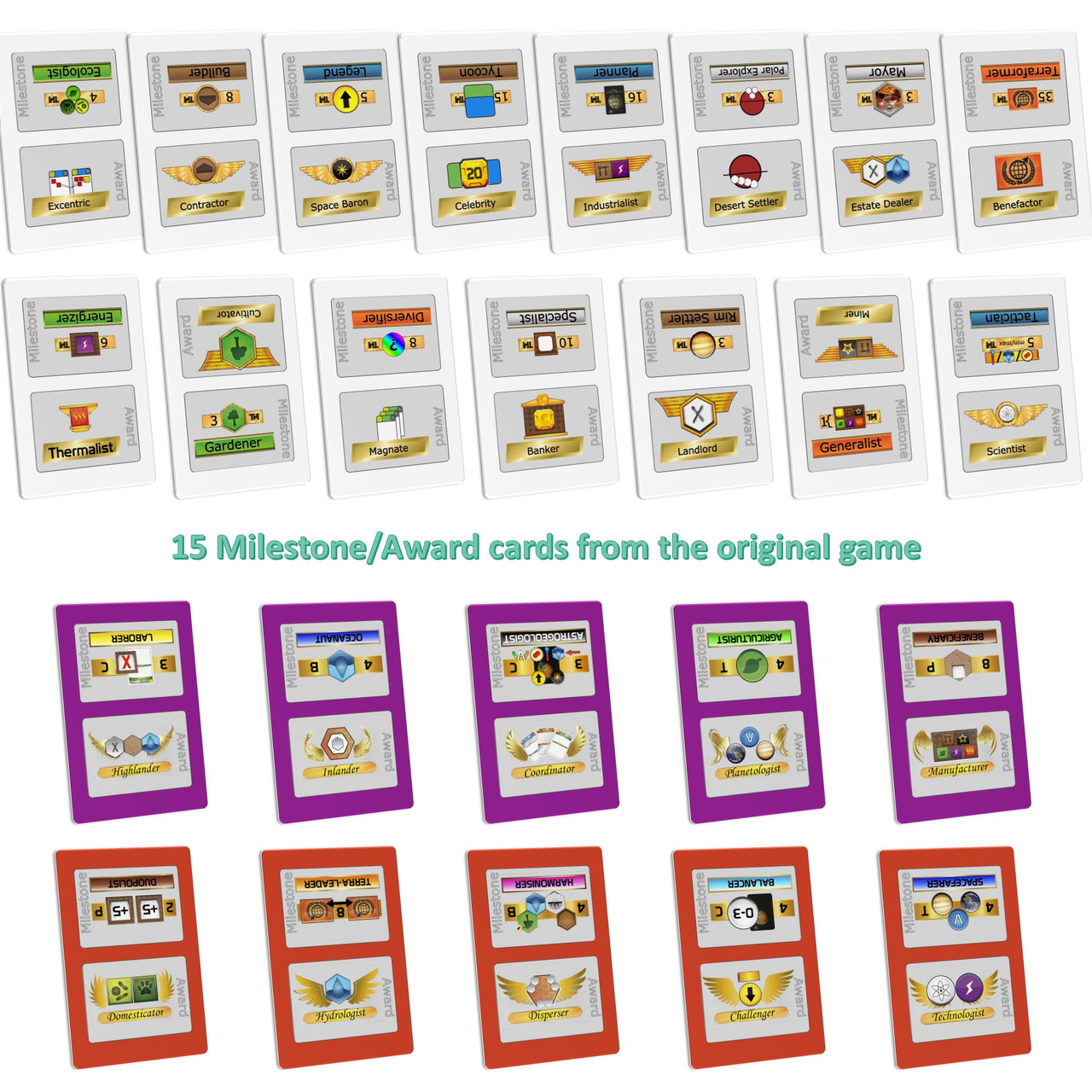 Terraforming Mars New Milestone/Award Cards and reference cards - Lucky ...