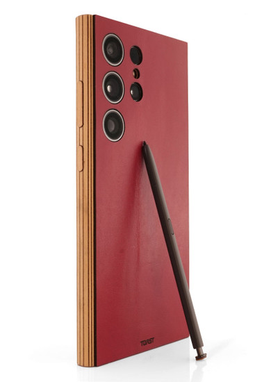 Leather and wood cover for Samsung S24 Ultra | Toast | USA