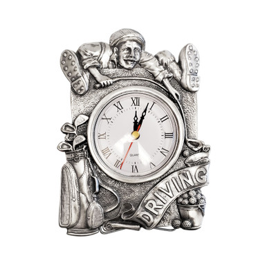 Pewter Golf Clock With Golfer Design