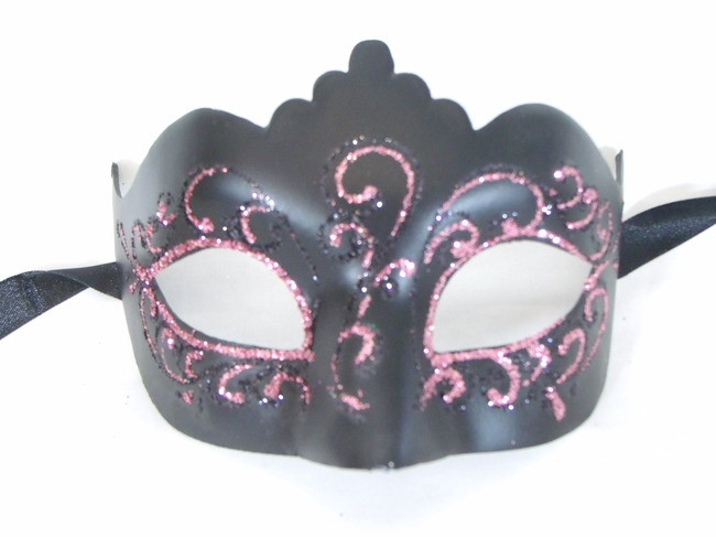 Black Light Pink Colombina Punta Glitter Venetian Masquerade Mask SKU ...