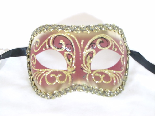 Deep Red Colombina Flavia Venetian Masquerade Mask SKU 007fr - VENICE BUYS