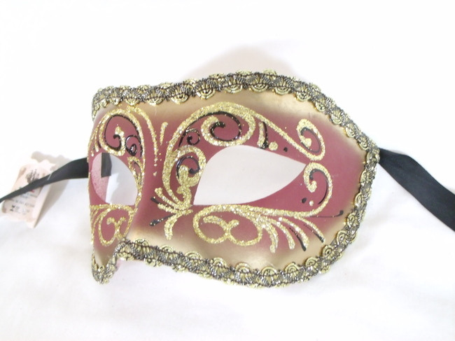 Deep Red Colombina Flavia Venetian Masquerade Mask SKU 007fr - VENICE BUYS