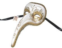 Gold White Turco Flavia Nose Venetian Masquerade Mask SKU 160fgw ...