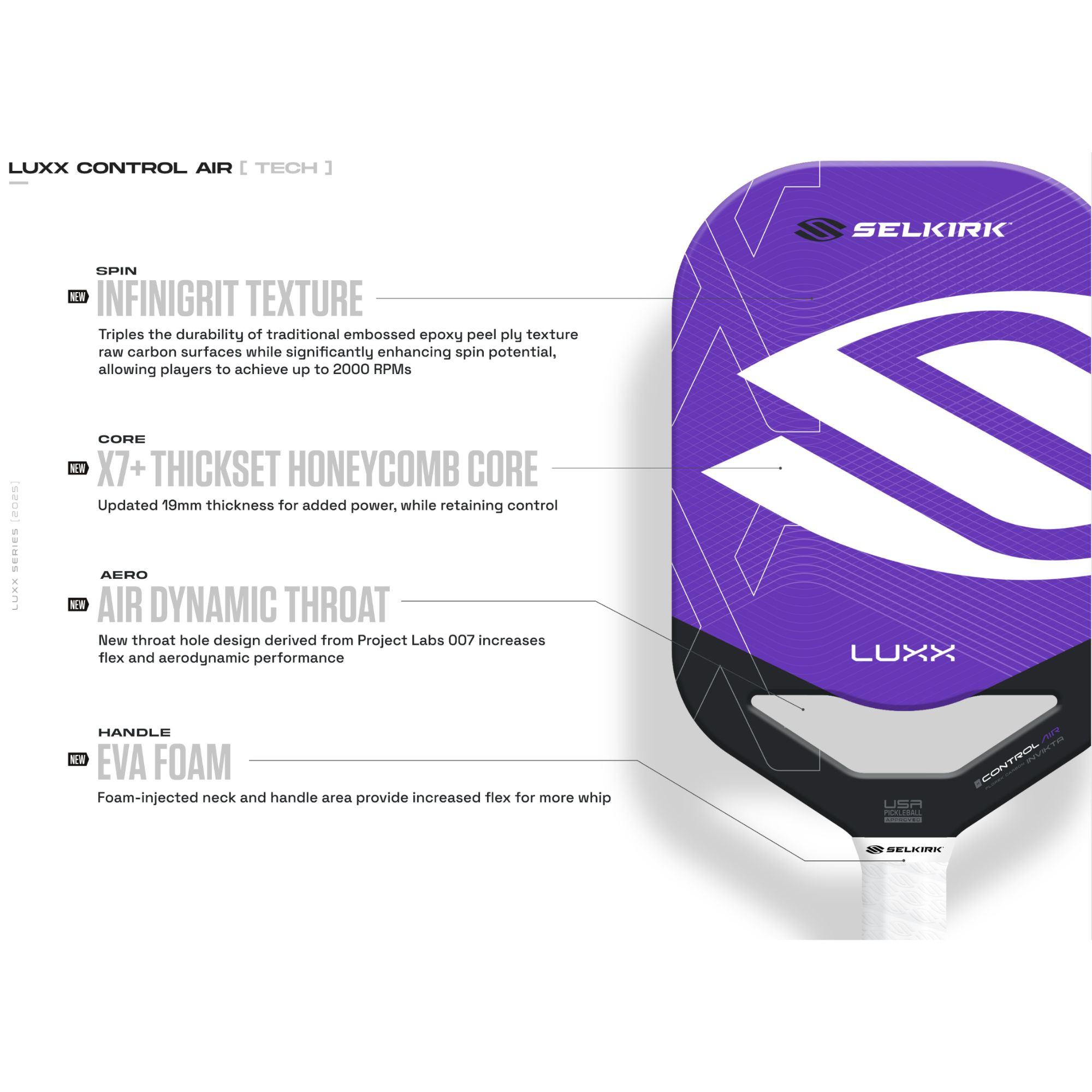 Selkirk LUXX Control Air Invikta InfiniGrit Pickleball Paddle - paddlepro