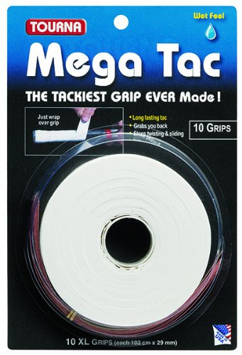 Tourna Mega Tac Tennis Racket Grip- White - paddlepro