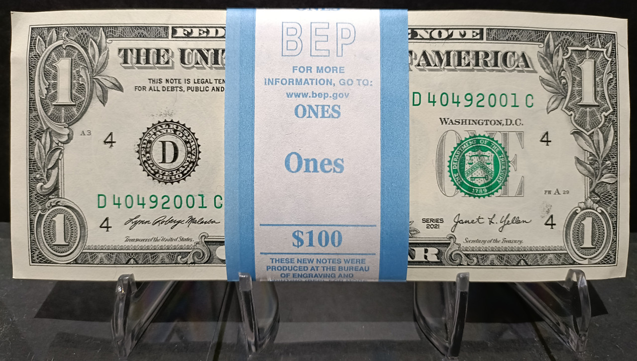 2021 USA $1 Banknote Bundle 100 consecutive banknotes